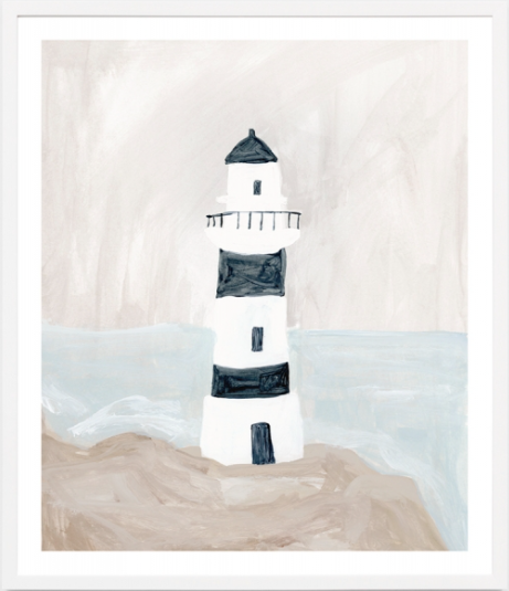 Seaside Portrait Blue Lighthouse Print