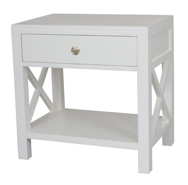 Catalina Crossed White Bedside Table