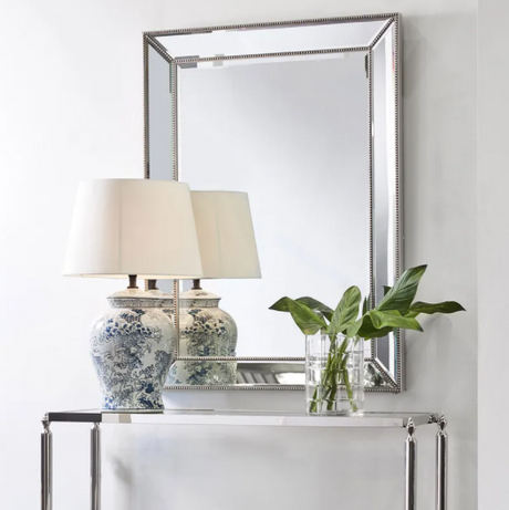 Zeta Wall Mirror Large Antique Silver